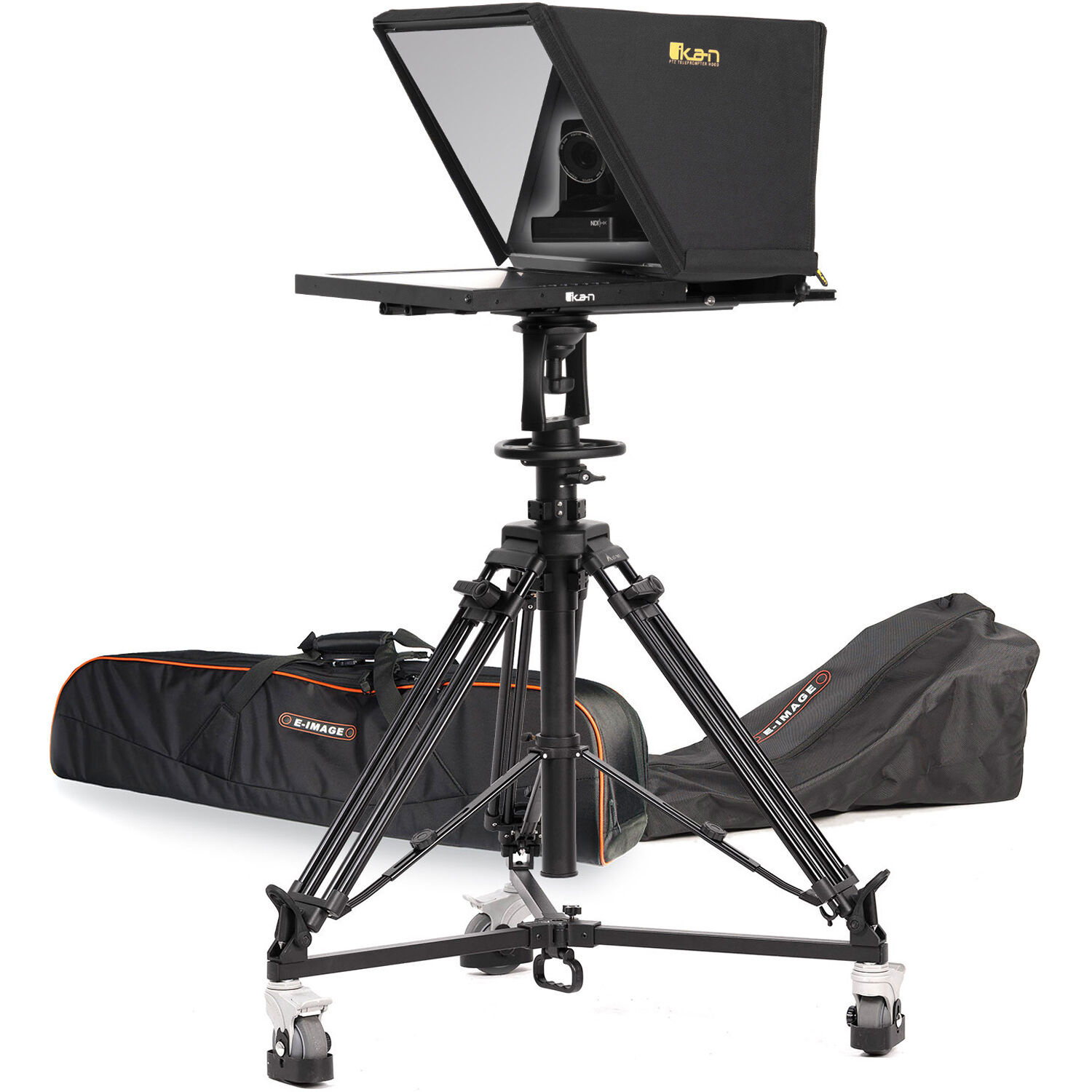 Ikan PT4900 19" PTZ Teleprompter, Pedestal, Dolly & OTTICA NDI HX PTZ Camera Kit