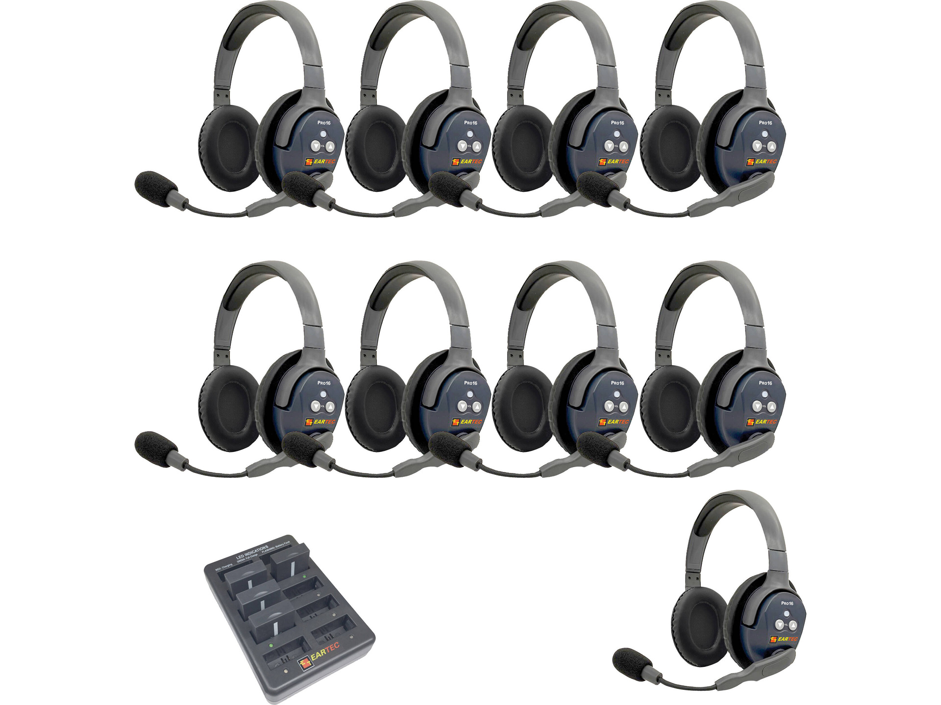 Eartec UltraLITE Pro16 Full-Duplex Wireless Intercom System with 9 Dual ...
